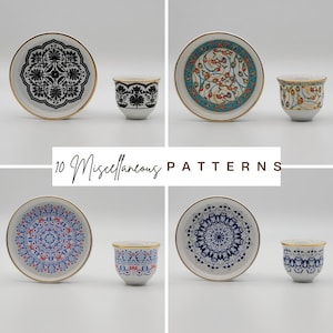 Hand-painted Turkish Coffee Cups Set | Ethnic Porcelain Espresso Cups ...