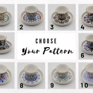 Hand-painted Turkish Coffee Cups Set | Ethnic Porcelain Espresso Cups ...