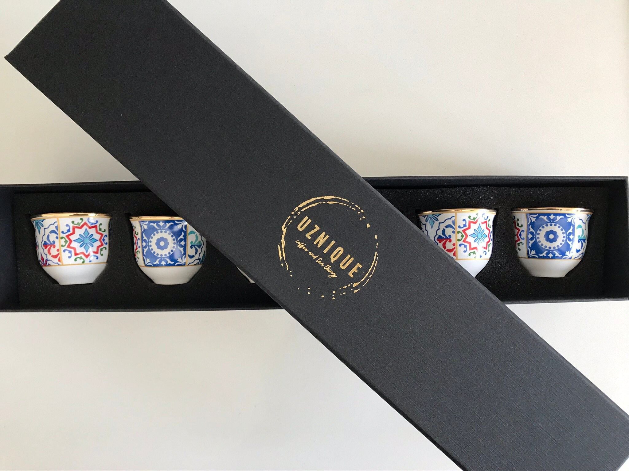 Ethnic Espresso Cup Set, Hand-painted Porcelain With Golden Rims - Etsy