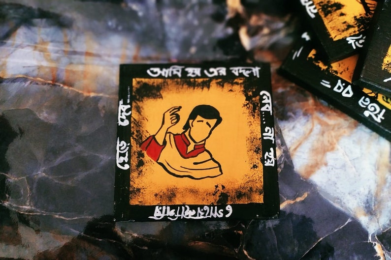 Hand Painted Satyajit Roy Art Wooden Coaters | Feluda Coasters| Bengali ...