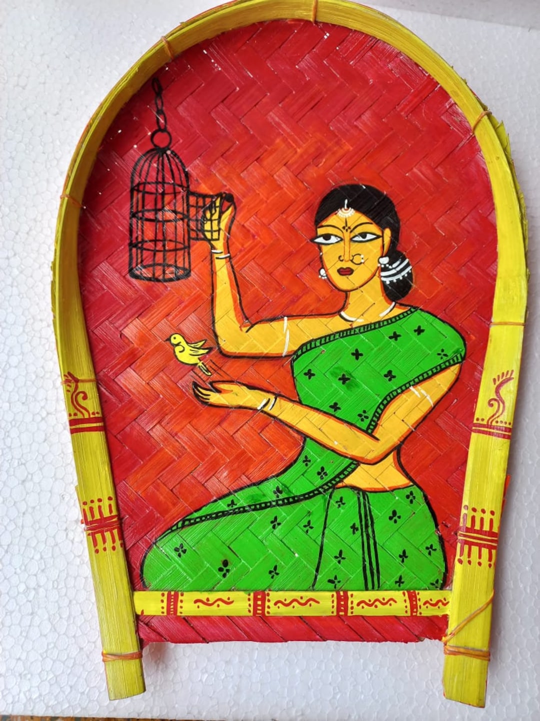 Jamini Roy Art Inspired Hand Painted Kulo Jamini Ray Bengal Art Wall ...