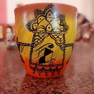 Hand Painted Indian Art Kulhad Set of 4 Without Handle | Kullad| Kullar ...