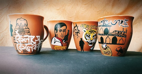Hand Painted Indian Art Kulhad 200 Ml With Feluda Series | Etsy