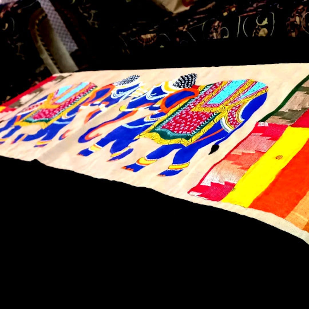 Table Runner Handmade Rajasthani Table Runner Pattern hand Painted ...