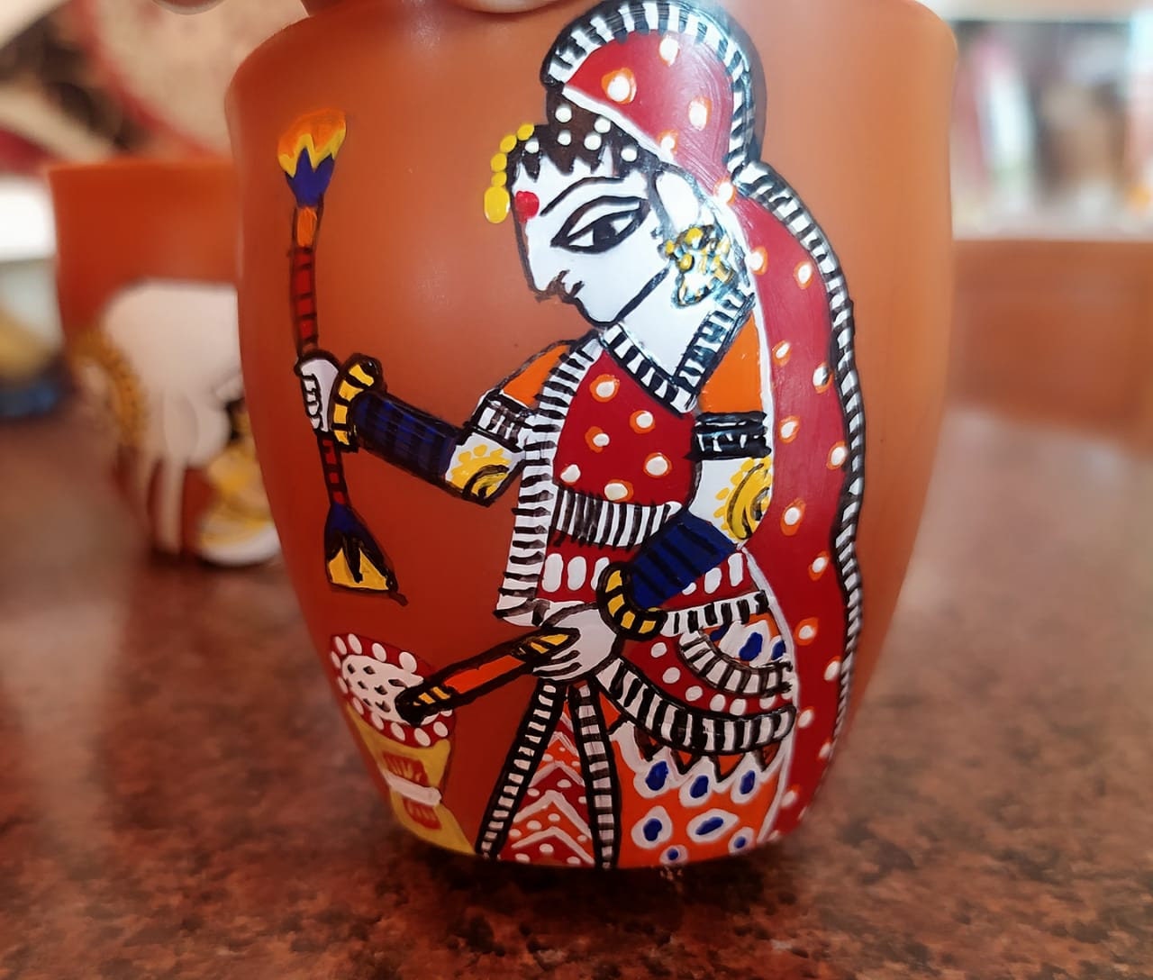 Hand Painted Indian Art Kulhad Set of 4 Without Handle Kullad Kullar ...