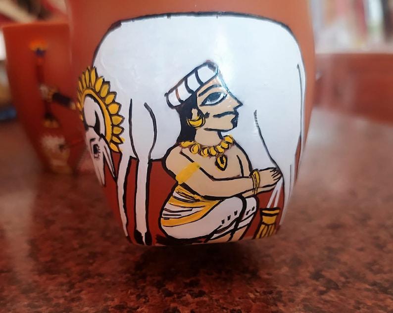 Hand Painted Indian Art Kulhad Set of 4 Without Handle Kullad Kullar ...