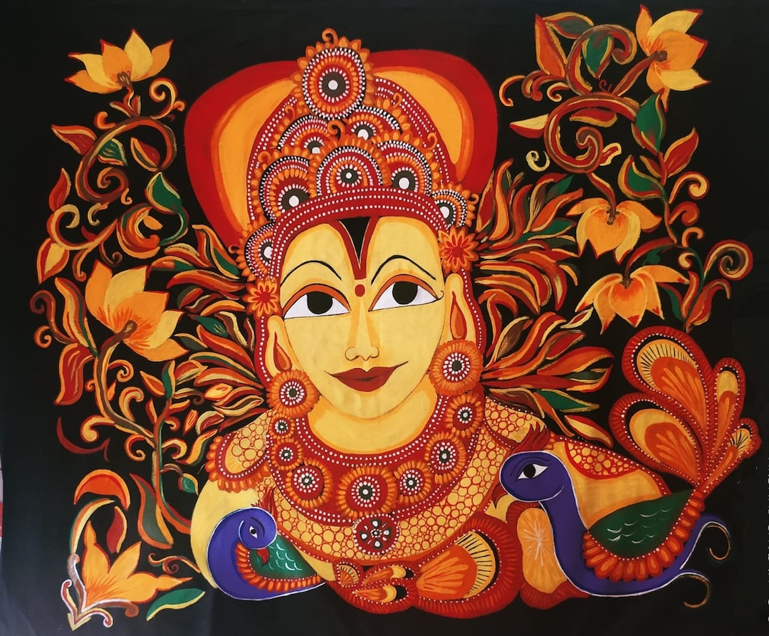 Kerala Mural Painting Wall Hanging Cloth|indian Art|kerala Wall Art ...