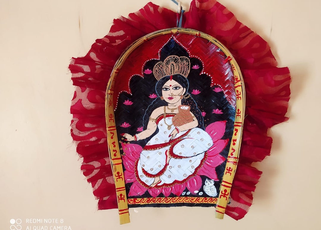 Hand Painted Kulo Art With Goddess Laxmi | Bengali Art | Kulo | Bengali ...