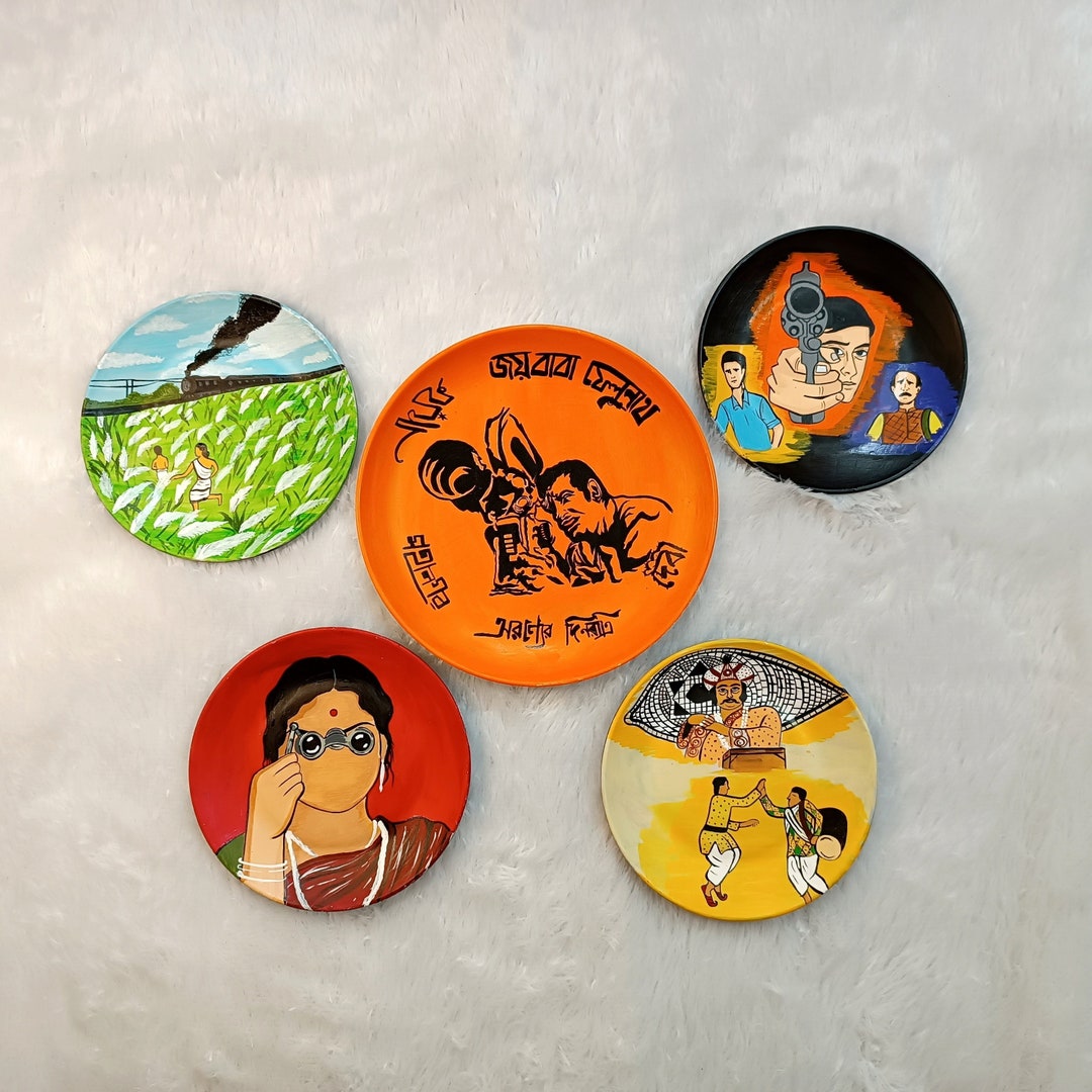 Satyajit Ray Movie Theme Wall Plates Set of 5, Bengali Wall Plate ...