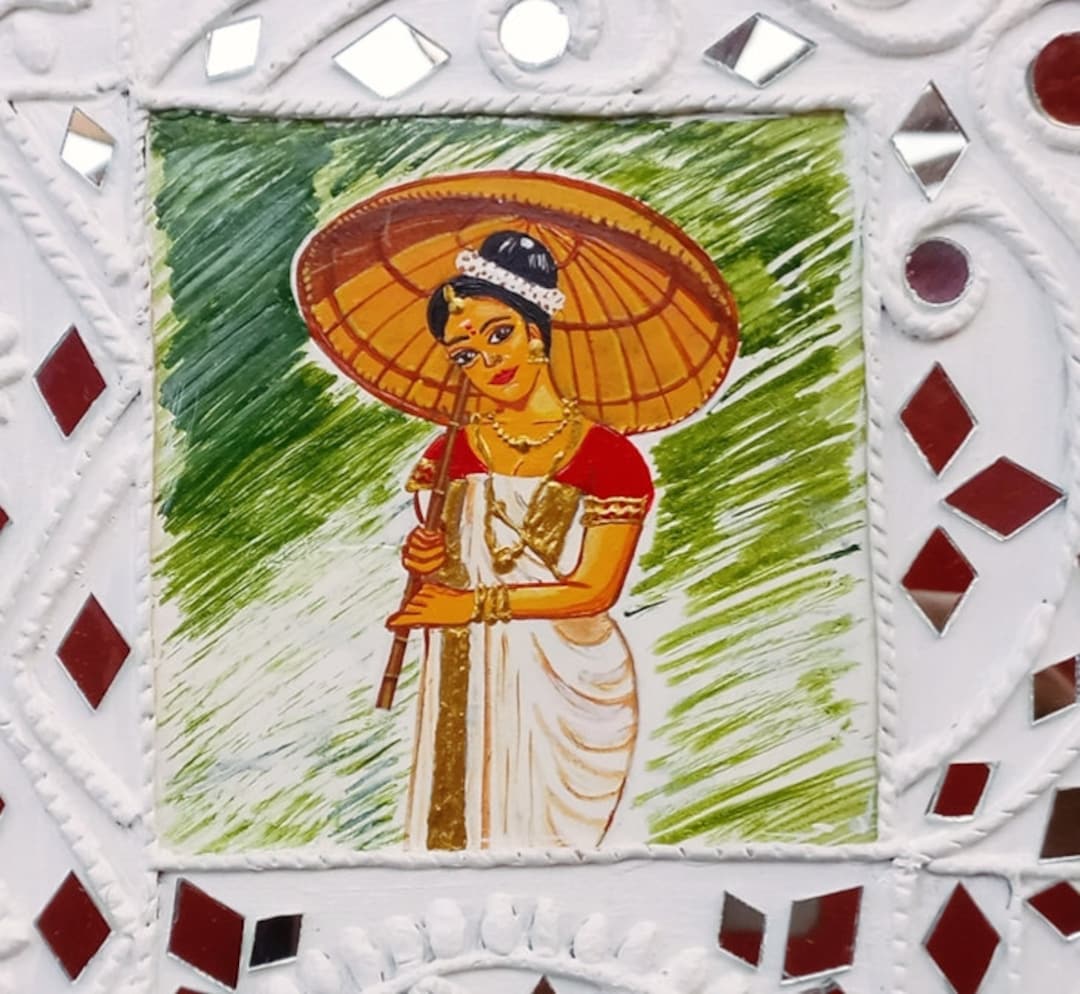 Kerala Women Lippan Art, South Indian Home Decor, Kerala Wall Art ...