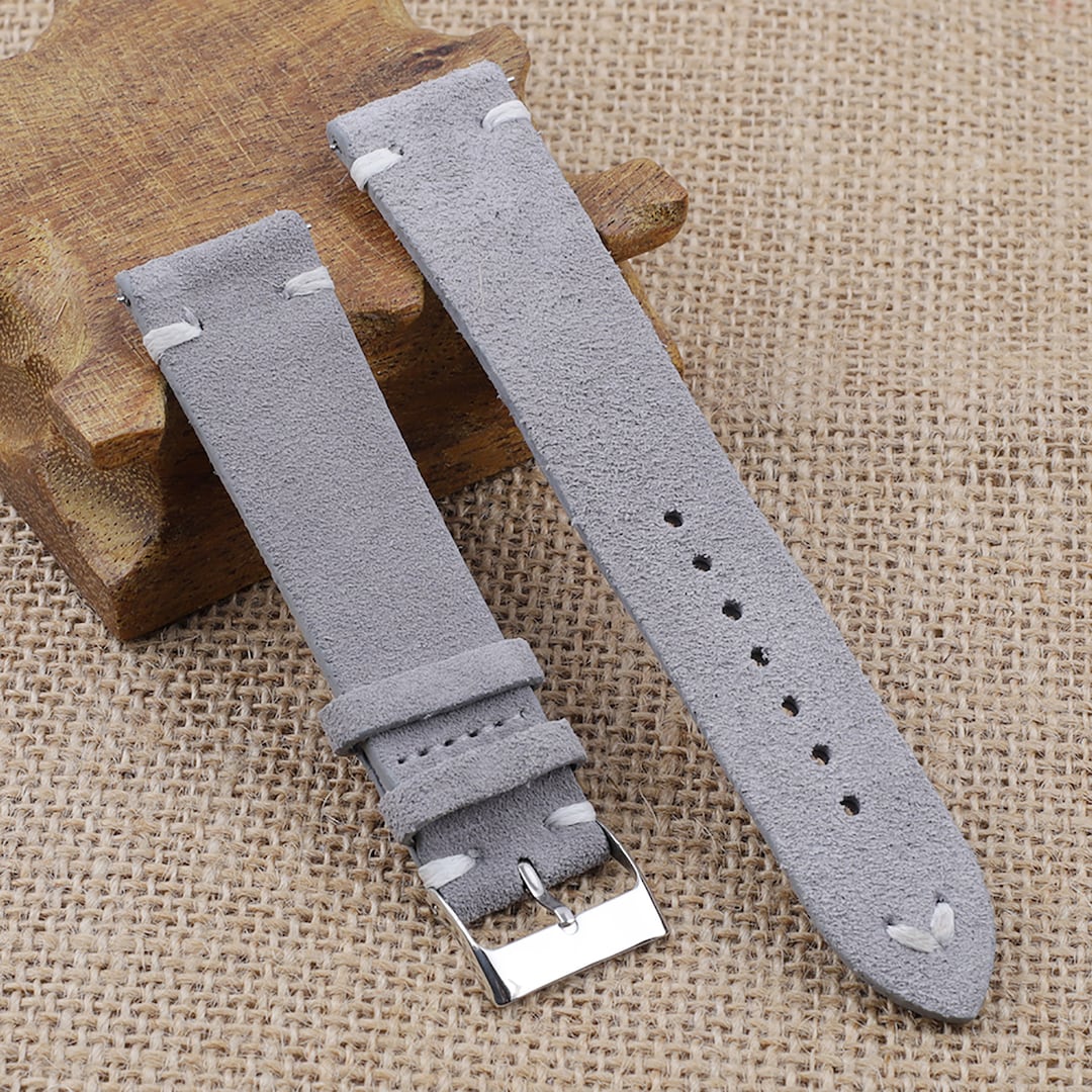 Suede Watch Strap 18mm 20mm 22mm 24mm Gray Leather Watch Strap With ...