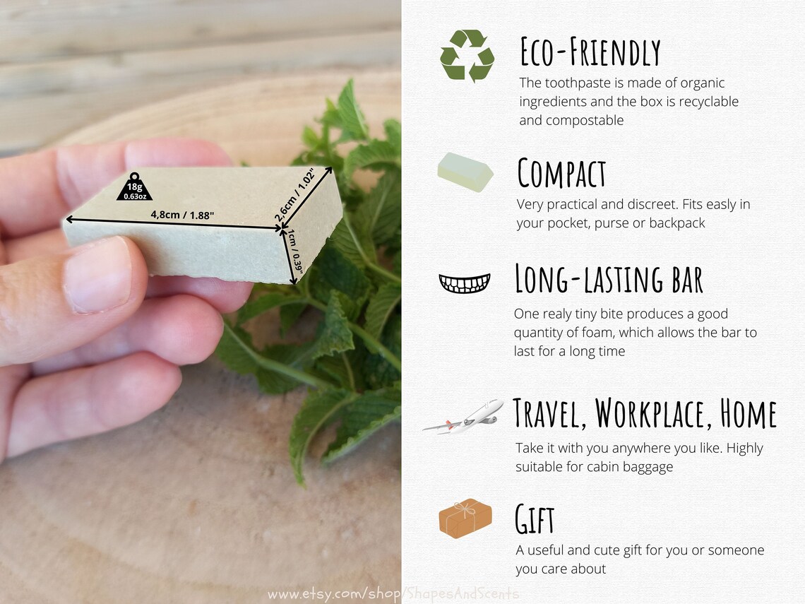Organic Solid Toothpaste Zero Waste Toothpaste Bar Baking - Etsy