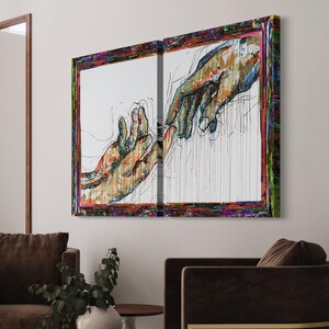 Creation of Adam Graffiti Wall Art Michelangelo Print Street Art ...