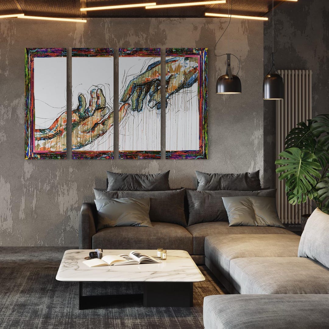 Creation of Adam Canvas Wall Art Religious Home Decor Hand of God ...