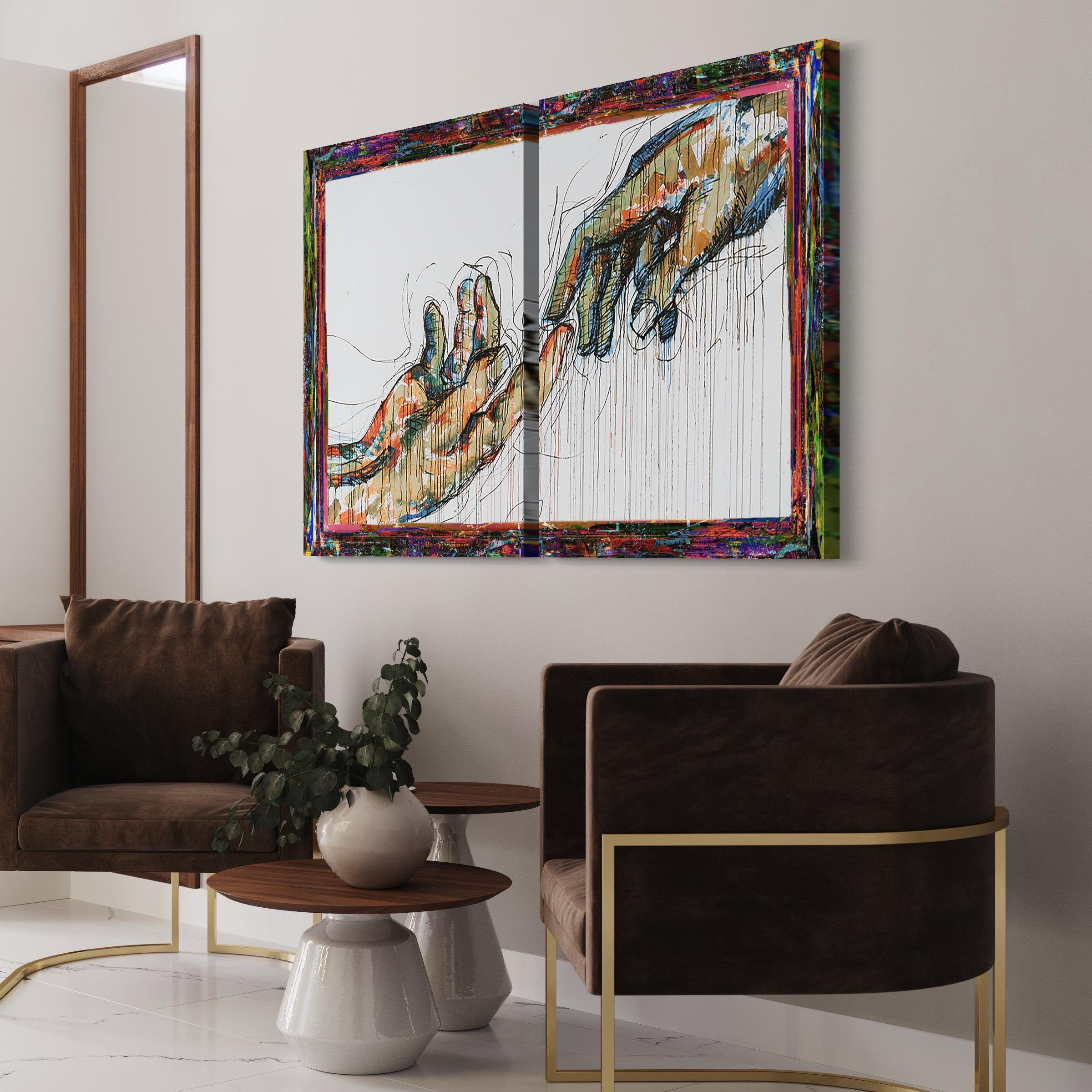 Creation of Adam Graffiti Wall Art Michelangelo Print Street Art ...