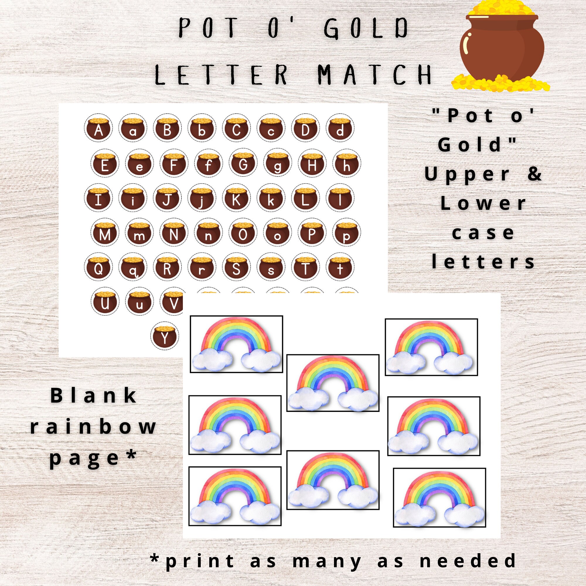 Rainbow Letter Match Lower and Uppercase A-Z Alphabet - Etsy
