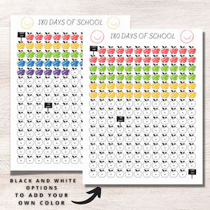 180 Days of School Printable Tracker, Back to School, for Teachers and ...