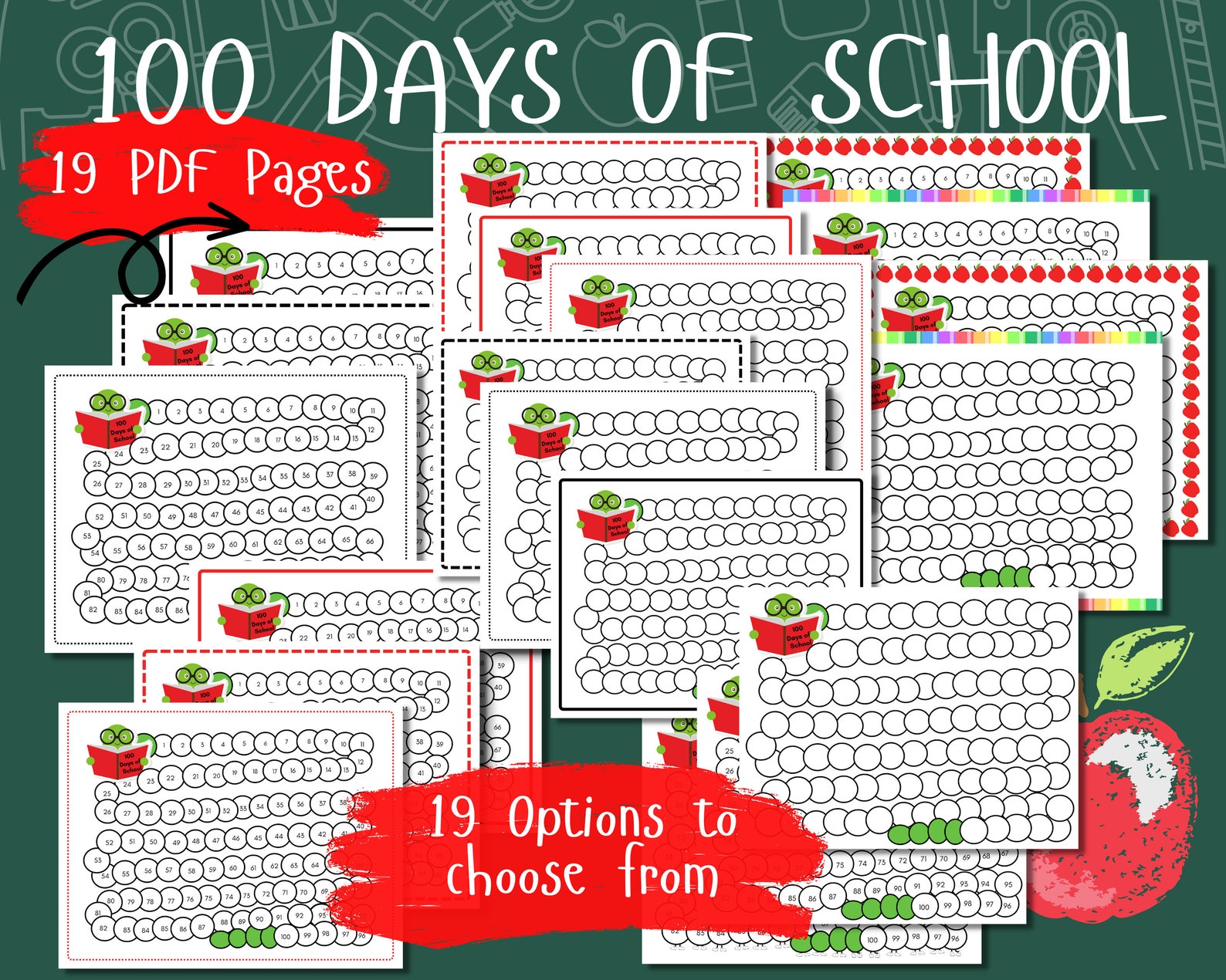 100 Days of School Caterpillar Tracker Printable PDF, for Students ...