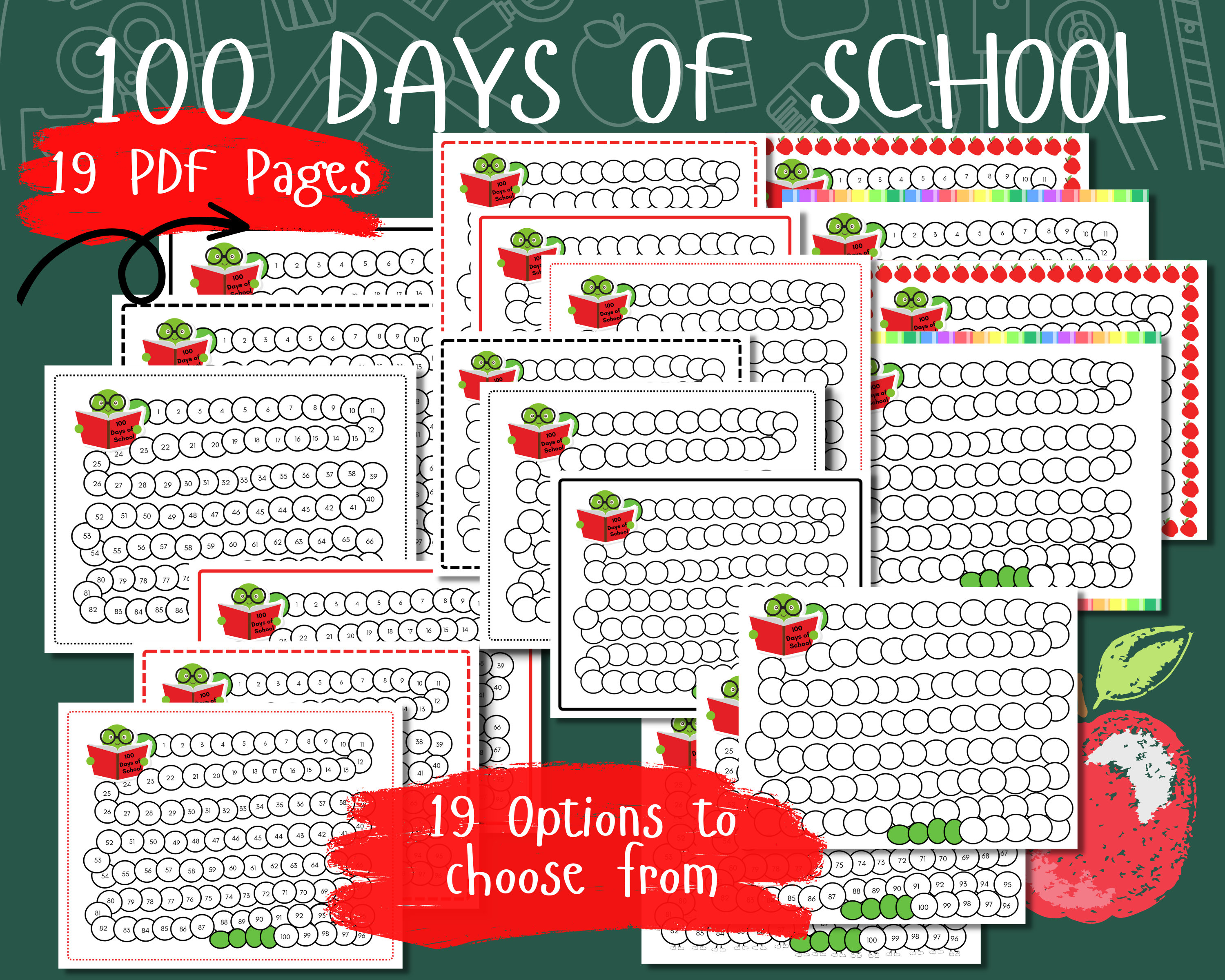 100 Days of School Caterpillar Tracker Printable PDF, for Students ...
