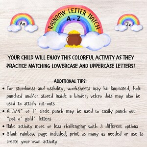 Rainbow Letter Match Lower and Uppercase A-Z Alphabet Educational PDF ...
