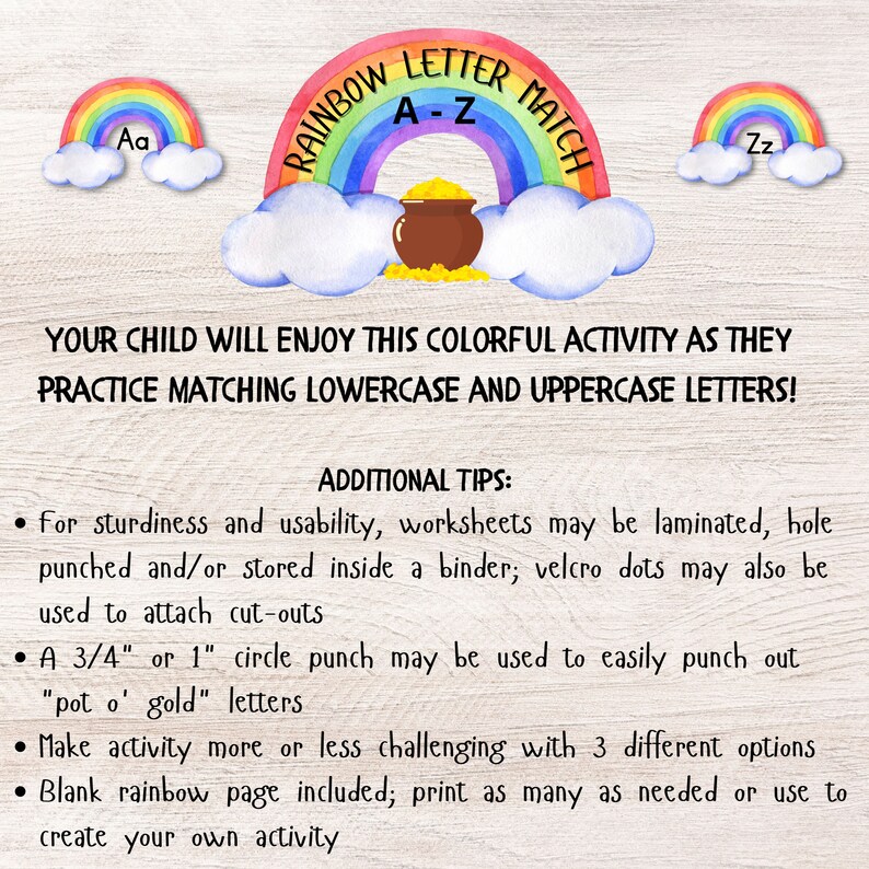 Rainbow Letter Match Lower and Uppercase A-Z Alphabet - Etsy