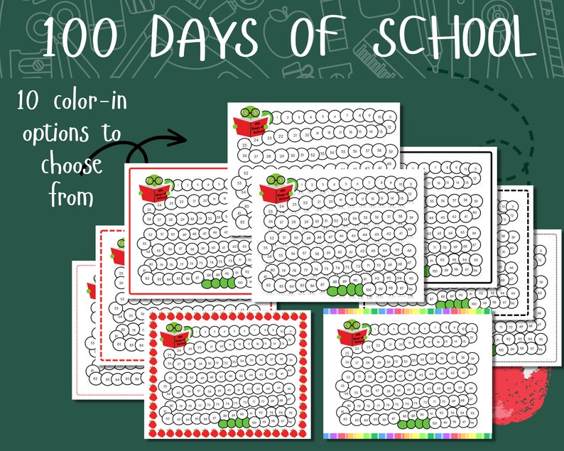 100 Days of School Caterpillar Tracker Printable PDF, for Students ...