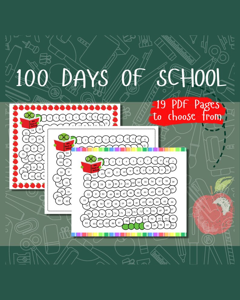 100 Days of School Caterpillar Tracker Printable PDF, for Students ...