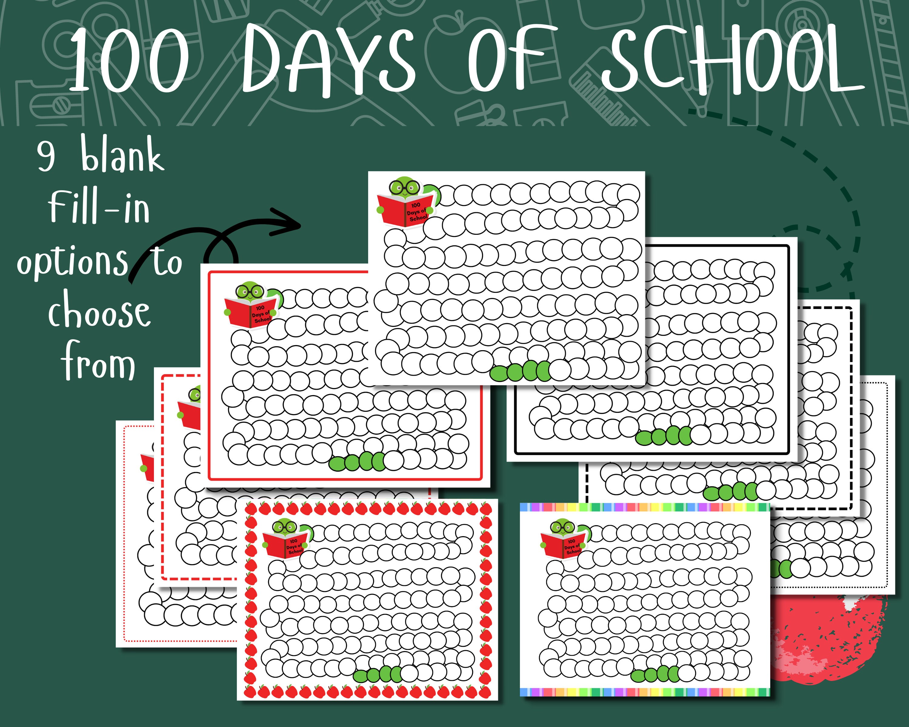 100 Days of School Caterpillar Tracker Printable PDF, for Students ...