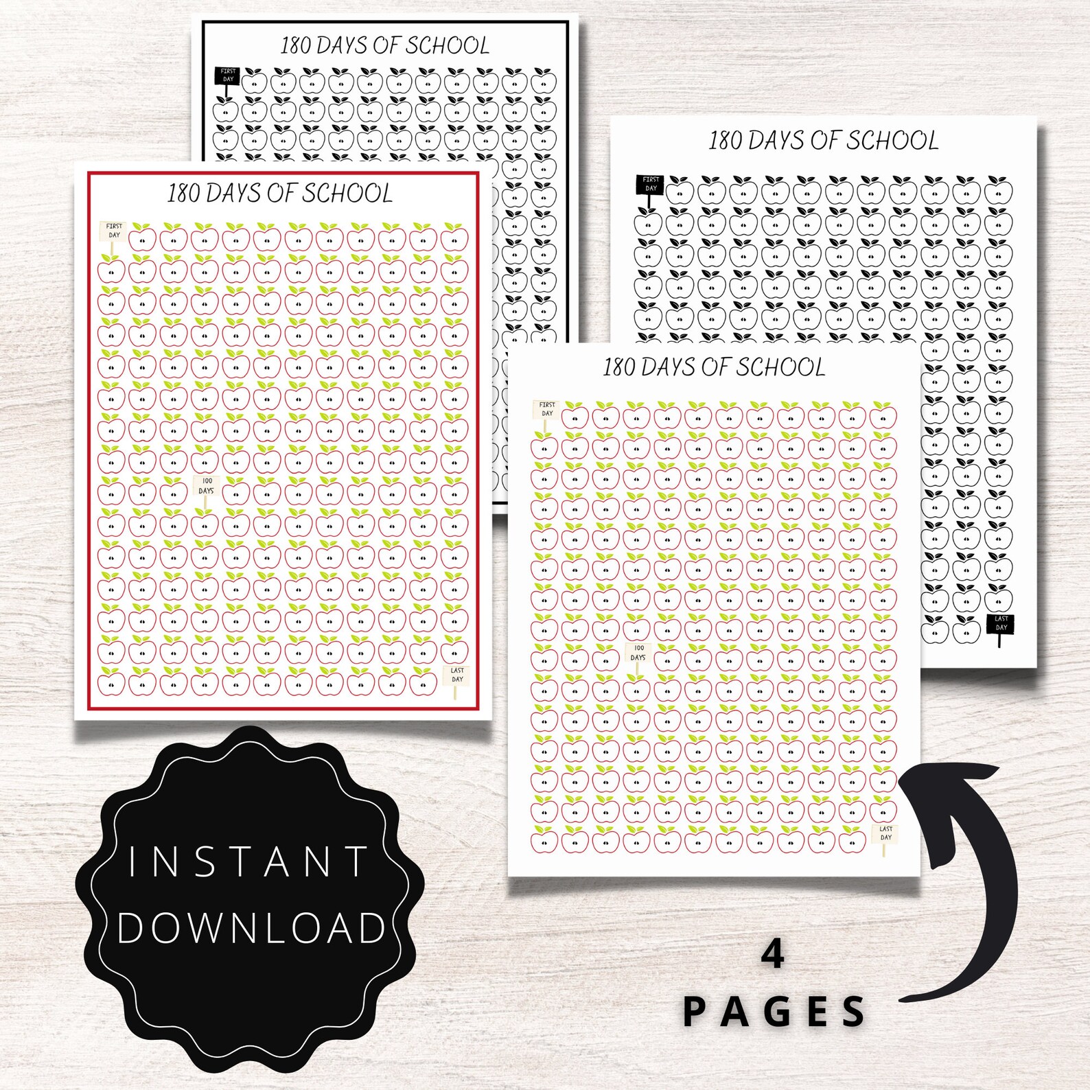 180 Days of School Printable Tracker Back to School for - Etsy