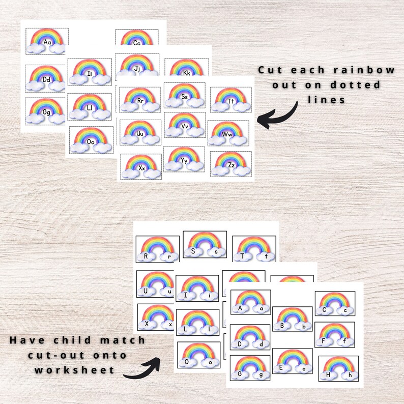 Rainbow Letter Match Lower and Uppercase A-Z Alphabet - Etsy