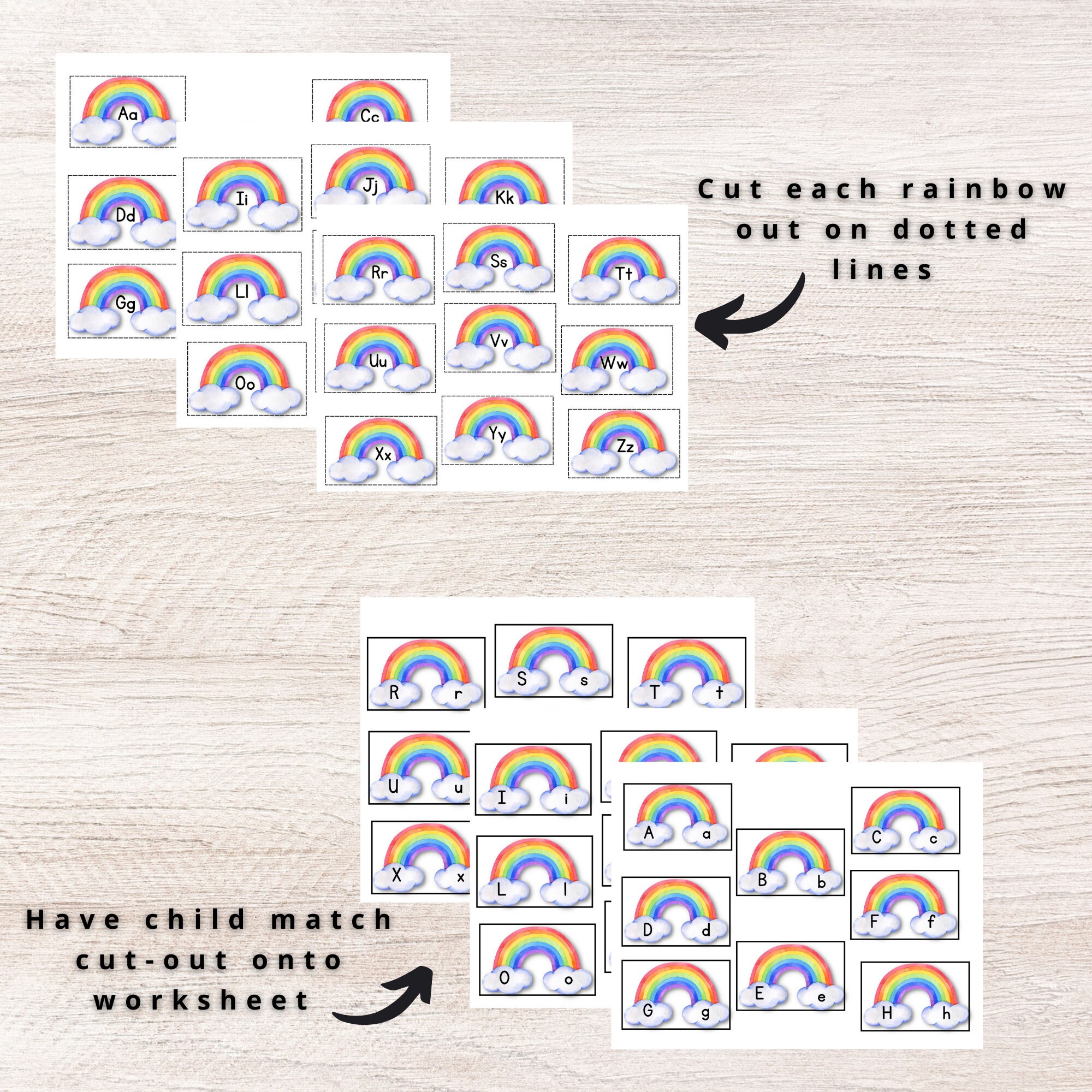 Rainbow Letter Match Lower and Uppercase A-Z Alphabet - Etsy