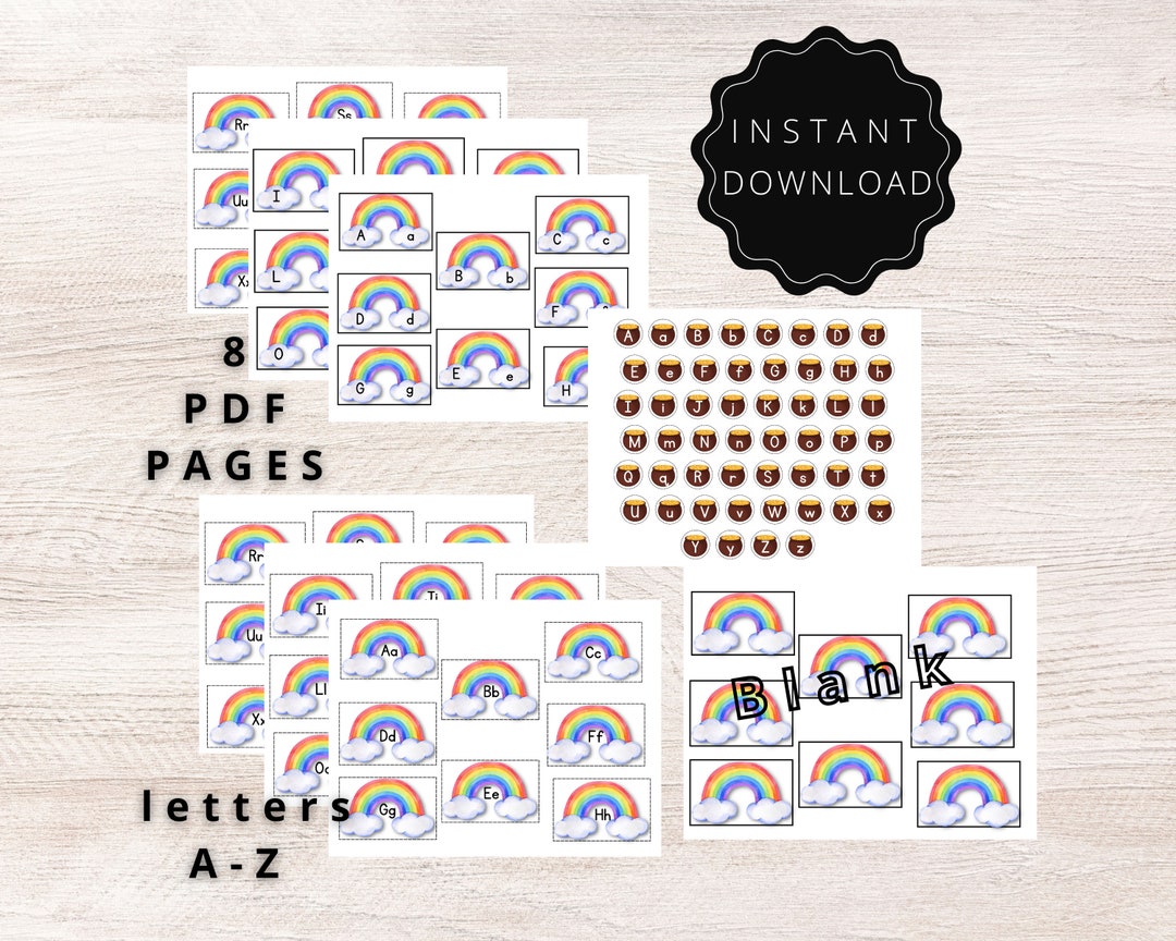 Rainbow Letter Match Lower and Uppercase A-Z Alphabet Educational PDF ...