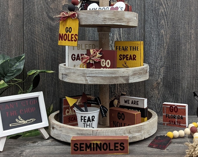 Seminole Tiered Tray Items | Florida State Decor | FSU Tiered Tray ...