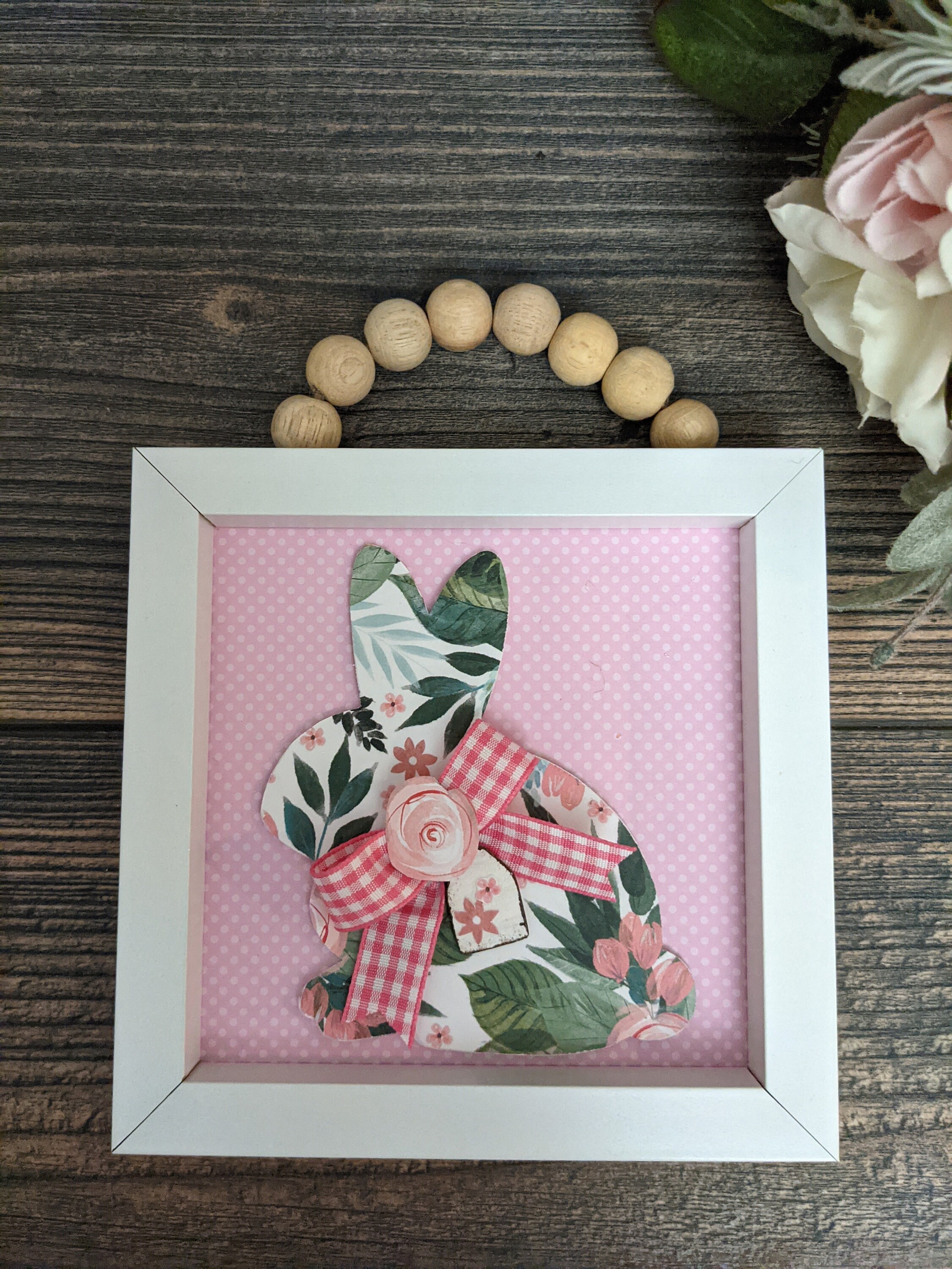 Wood Bunny Bead Door Hanger Sign Decoration Rustic Farmhouse | Etsy