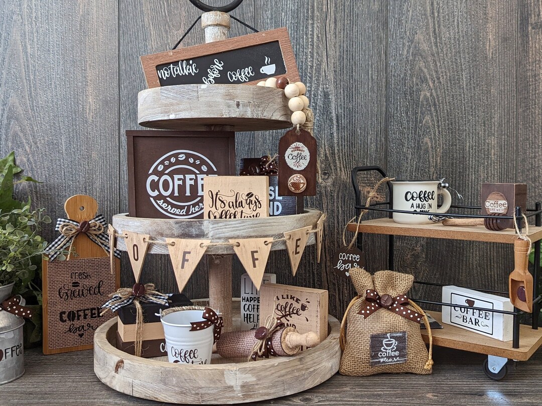 Coffee Bar Decor | Coffee Tiered Tray Items | Coffee Decor | Coffee ...