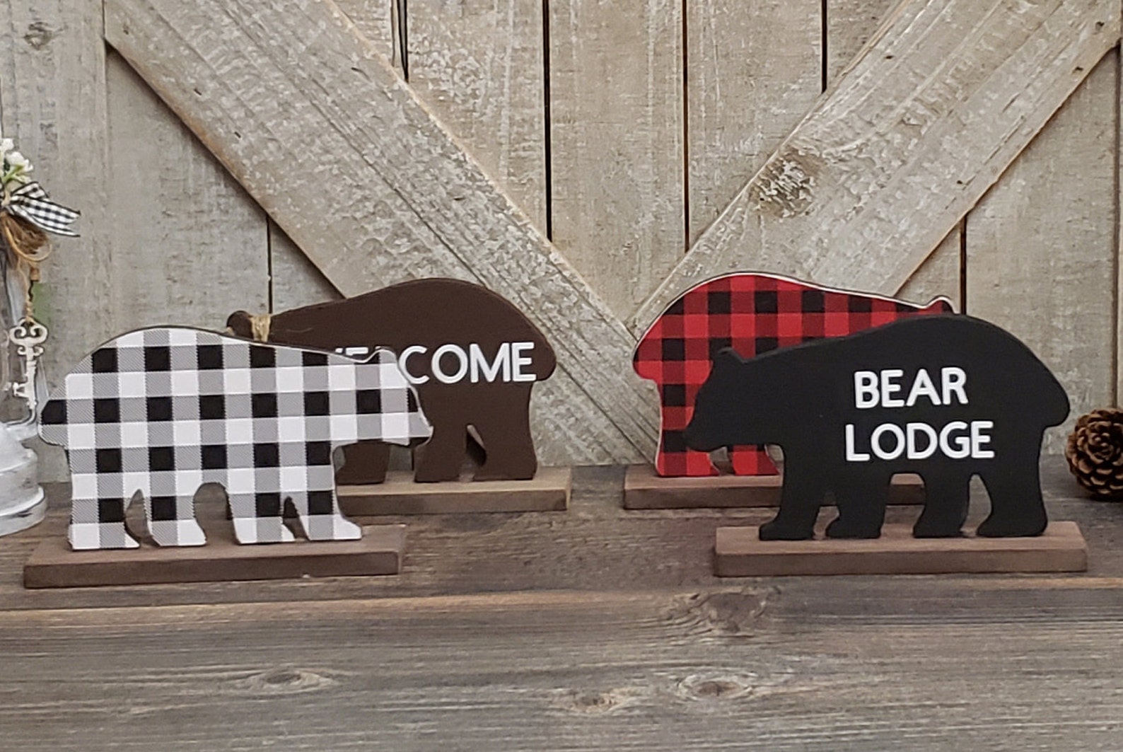 Bear Shelf Sitter Wood Lodge Decor Rustic Farmhouse Home Gift - Etsy