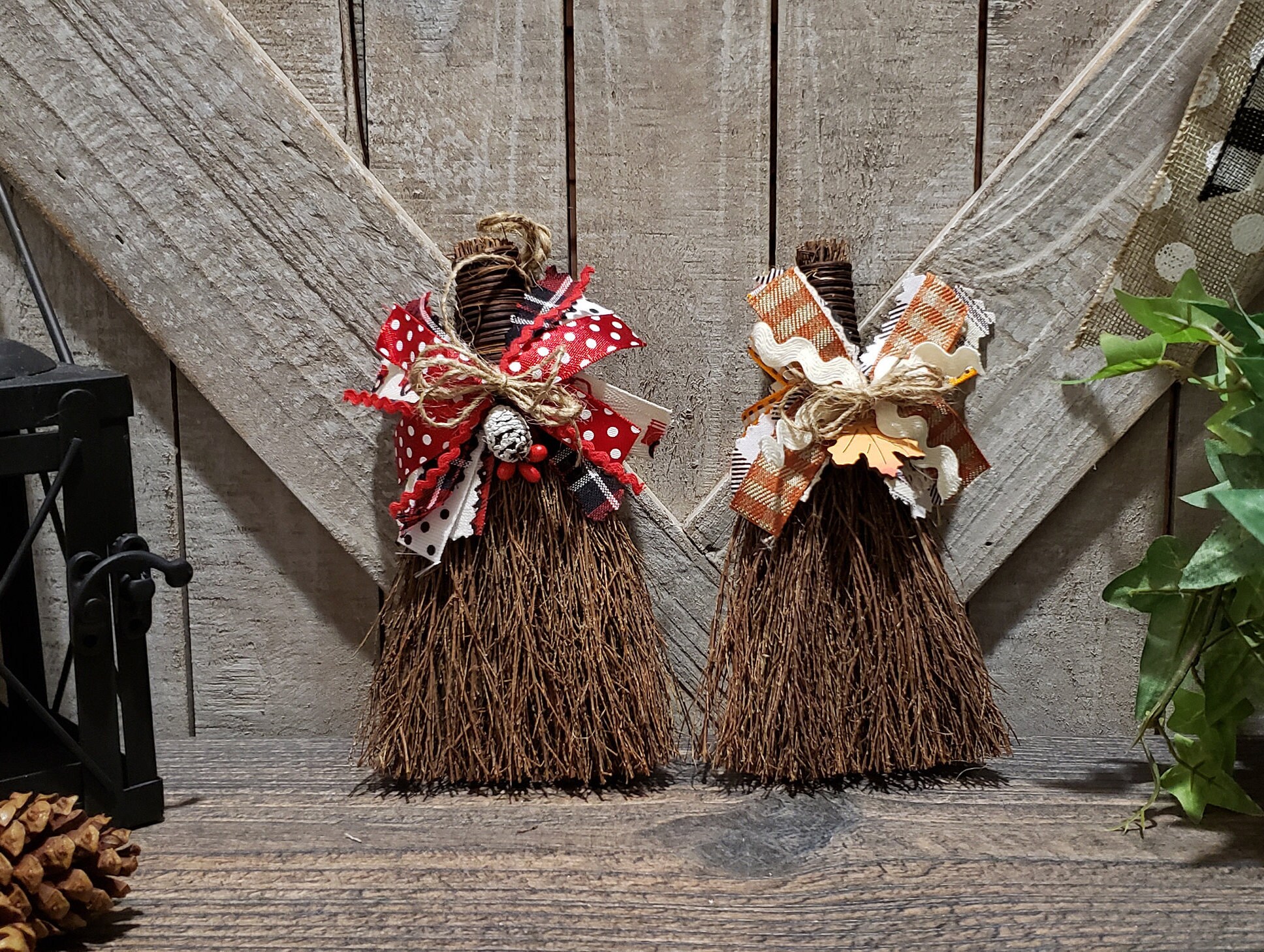 Cinnamon Broom Bow Fall Decor Shelf Sitter Autumn Scented | Etsy