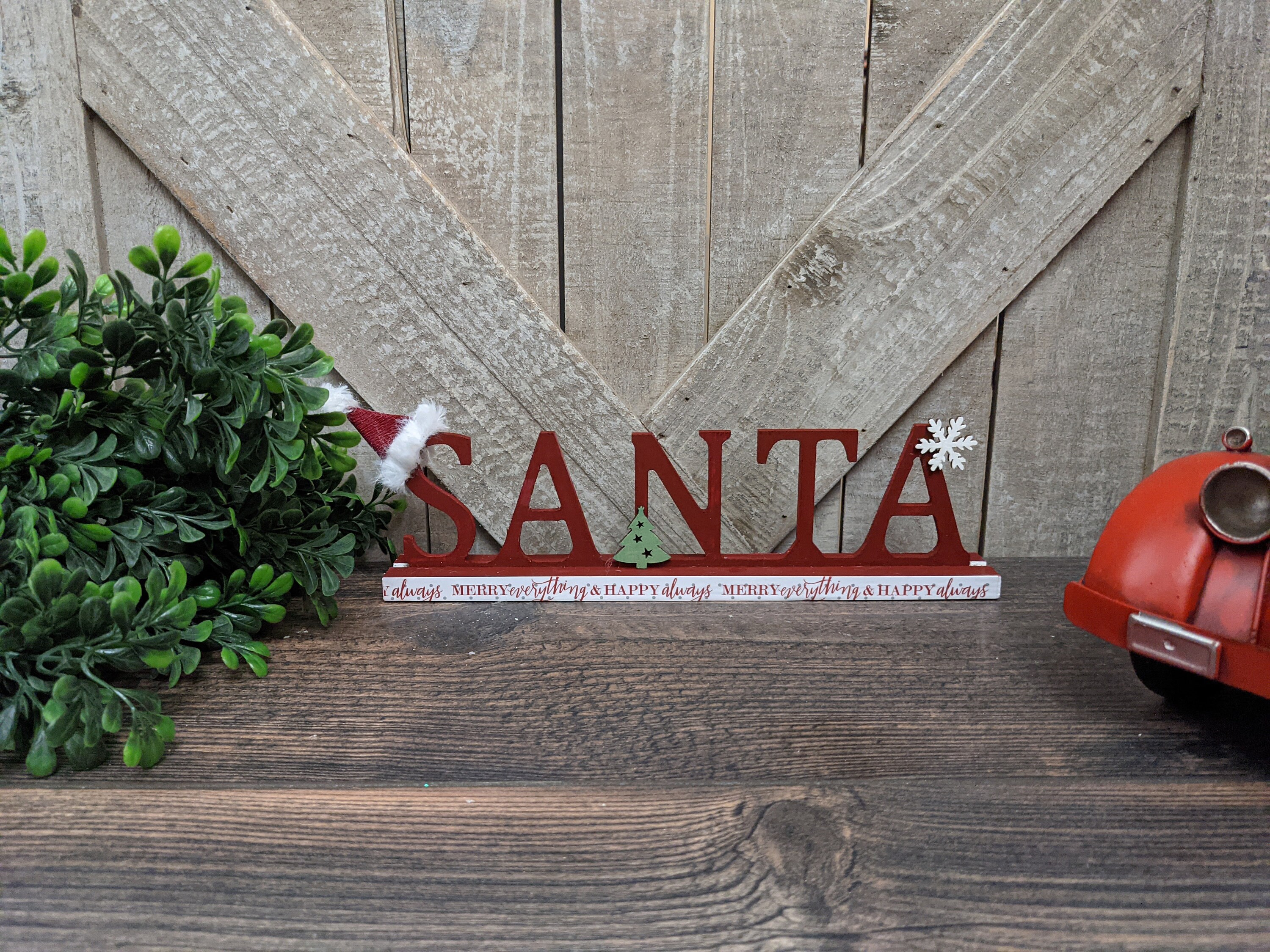 Santa Wood Sign Shelf Sitter Farmhouse Winter Decoration Rustic Gift ...