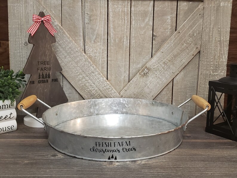 Galvanized Tray Fresh Farm Christmas Tree Farm Fresh Market - Etsy
