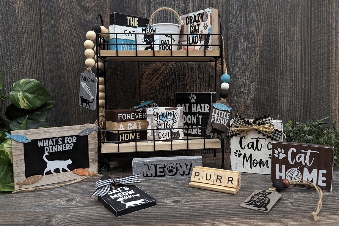 Cat Tiered Tray Items | Kitten Tiered Tray Decor | Kitty Tiered Tray ...