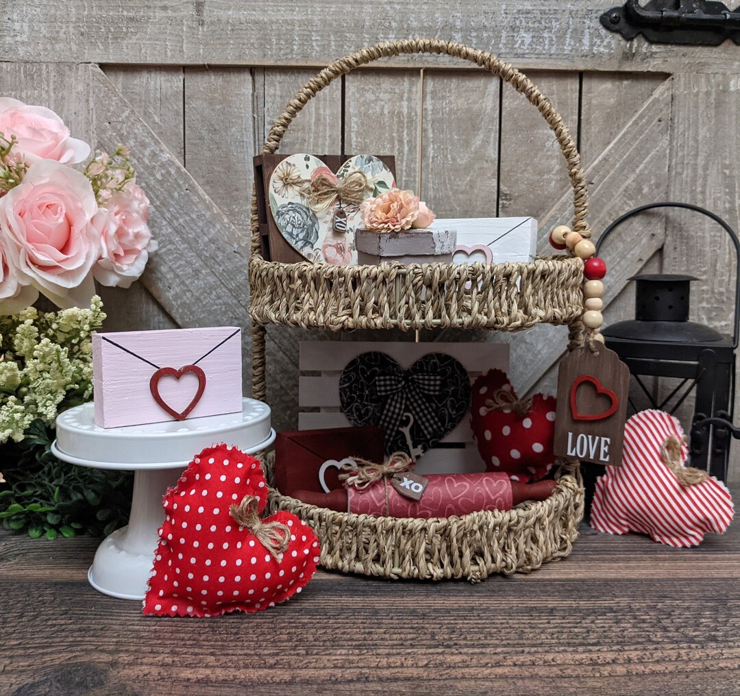 Wicker Tier Tray and Shelf Sitter Decor | Farmhouse Wicker Tray Set ...