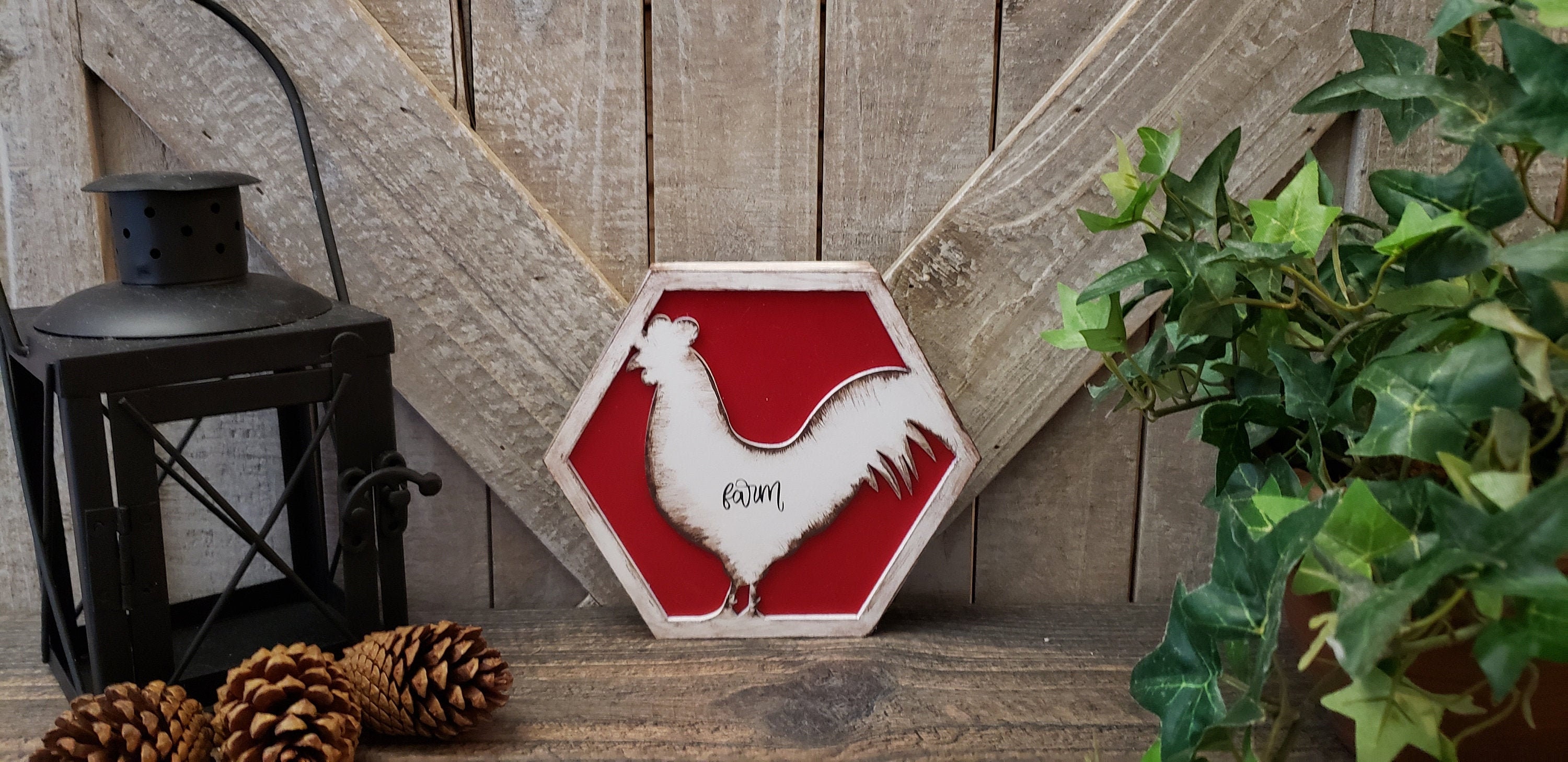 Rooster Shelf Sitter Wood & MDF Wood Farm Decoration Rustic | Etsy