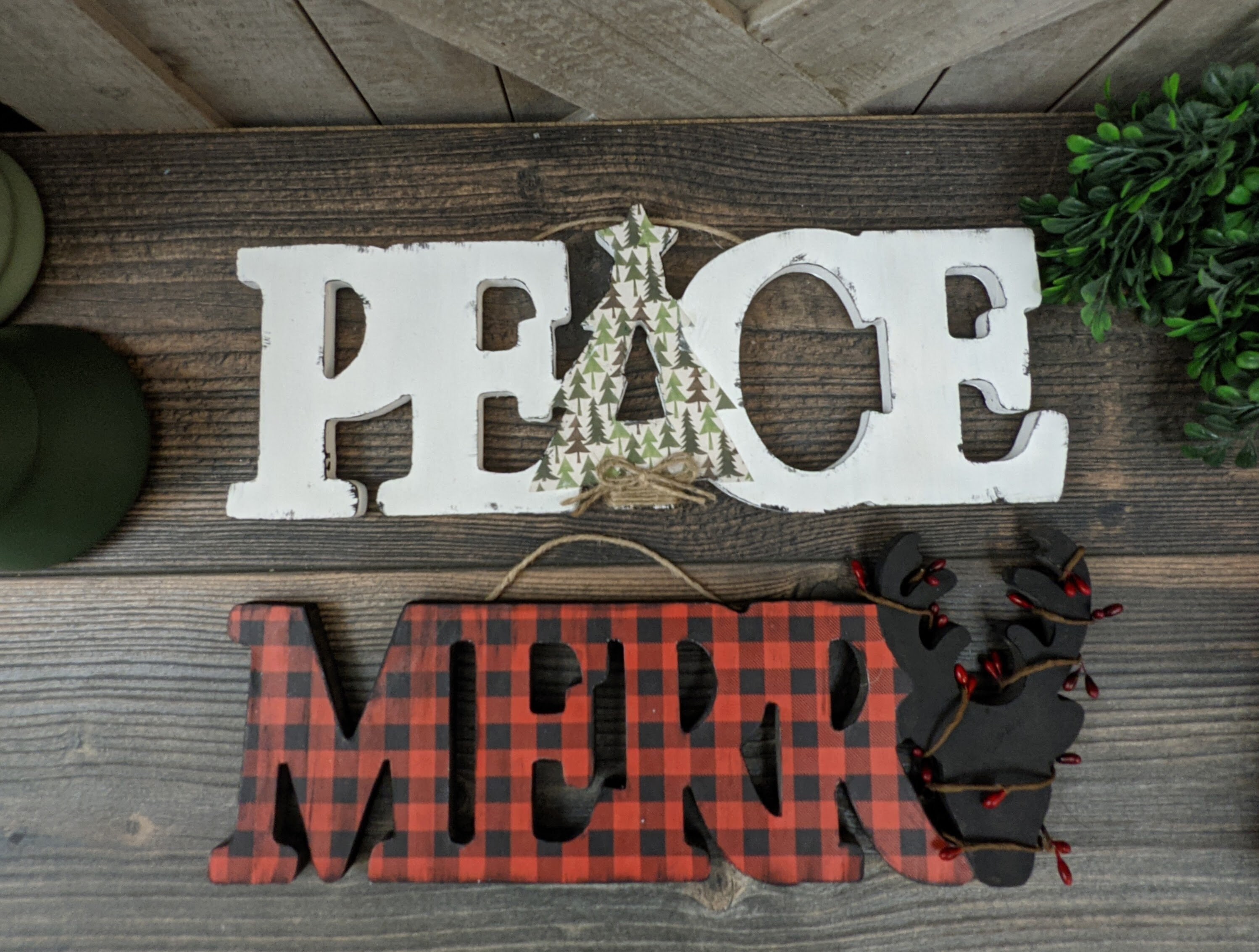 Peace or Merry Shelf Sitter Wood MDF Christmas Farmhouse | Etsy