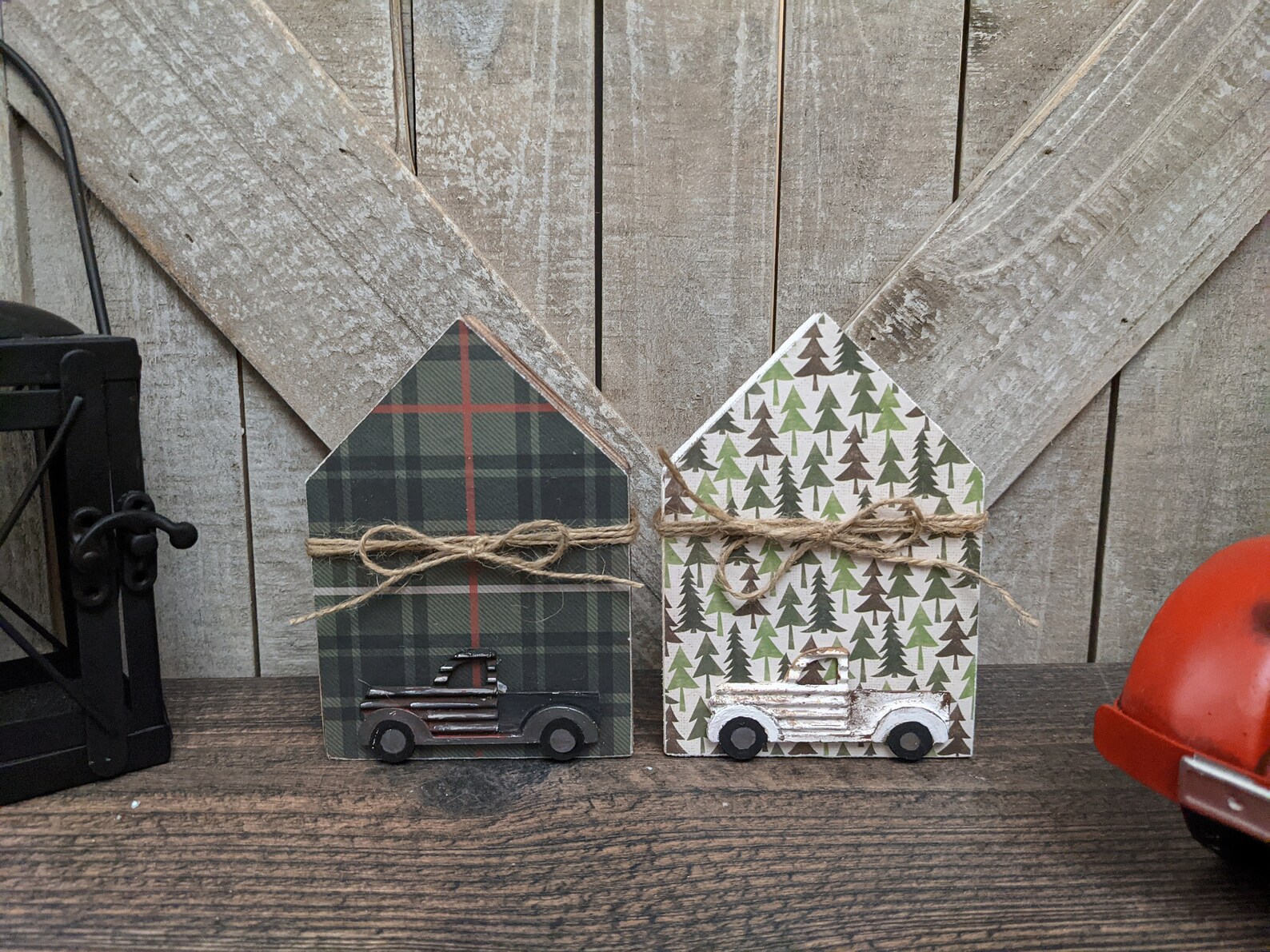 Rustic Truck Wood Shelf Sitter Tier Tray Farmhouse Holiday Home Gift ...