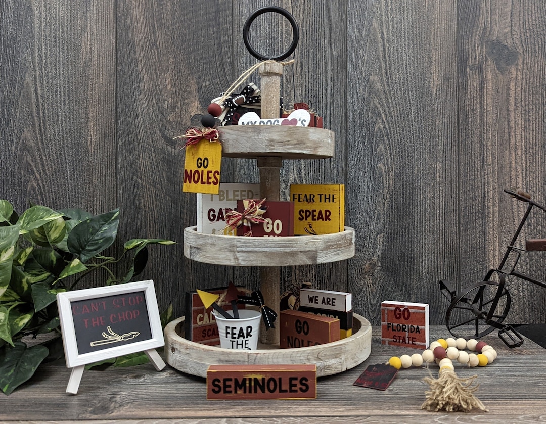 Seminole Tiered Tray Items | Florida State Decor | FSU Tiered Tray ...