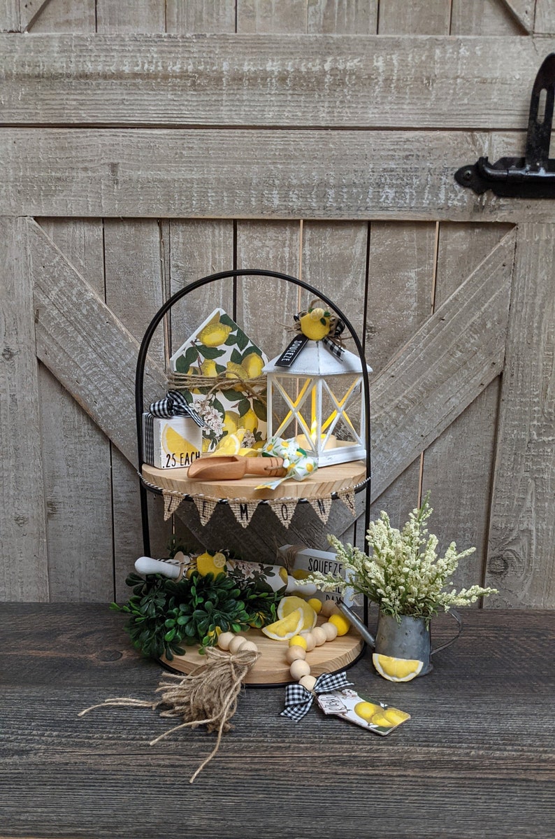 Lemon Tiered Tray Farmhouse Items. Lemon Shelf Sitter Decor | Etsy