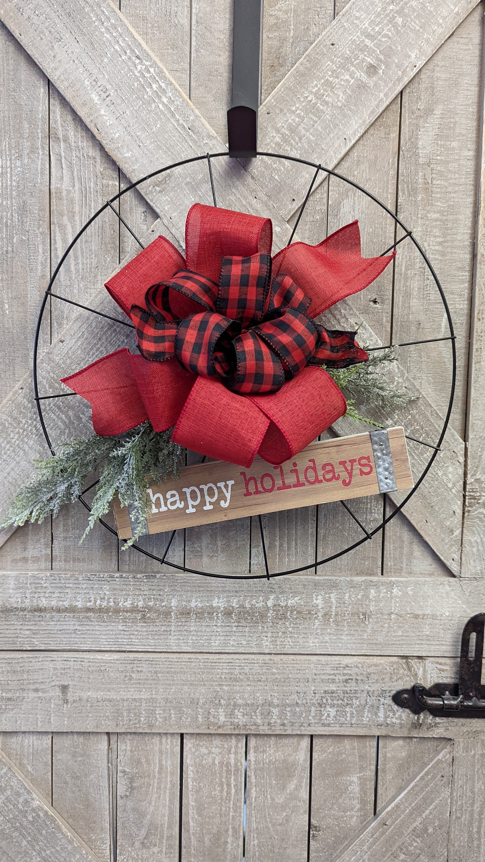 Metal Christmas Wreath Hanging Bow Harvest Decoration Door Hanger Fall ...