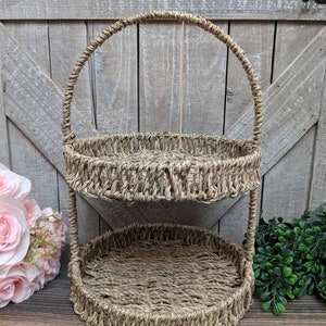 Wicker Tier Tray and Shelf Sitter Decor | Farmhouse Wicker Tray Set ...