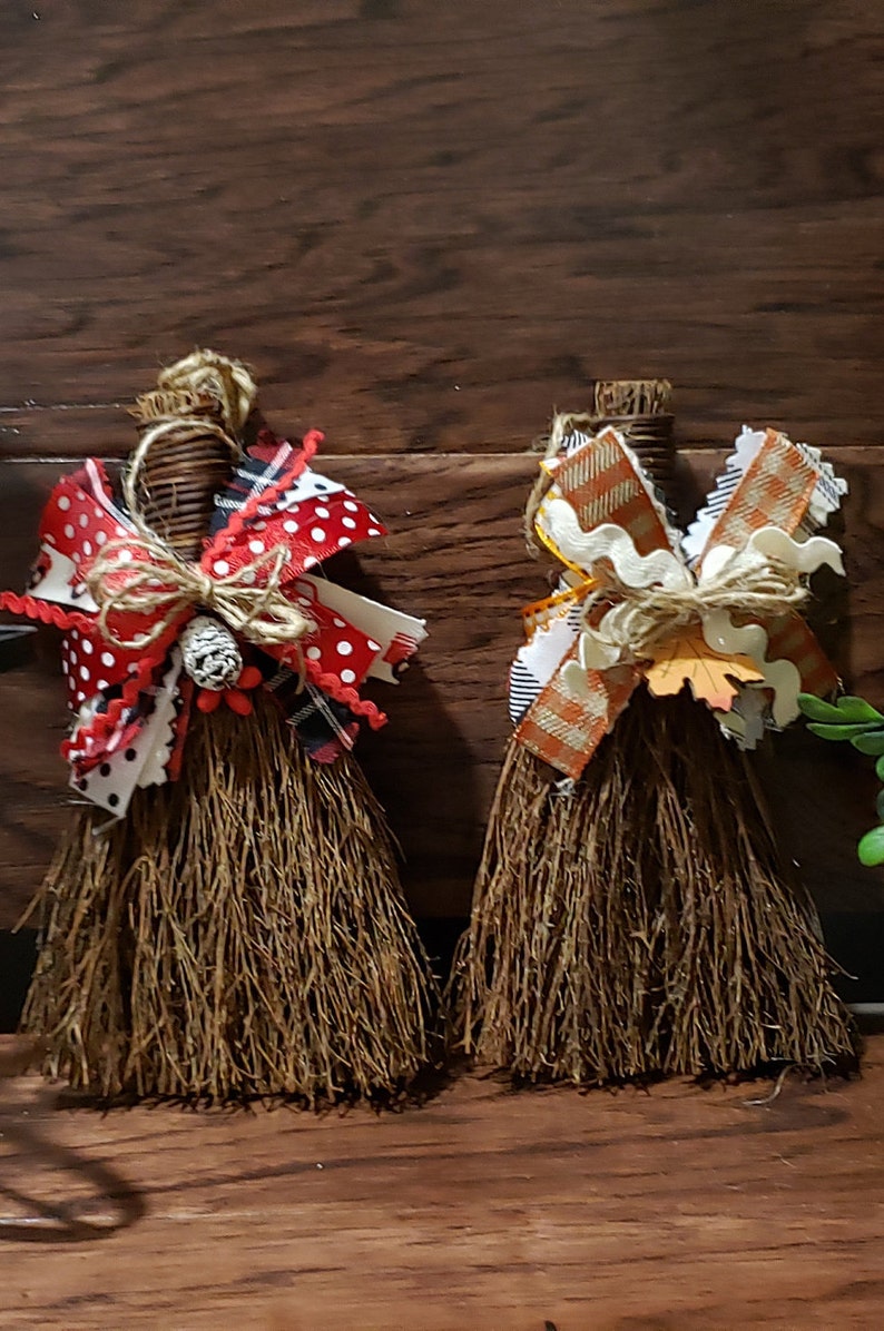 Cinnamon Broom Bow Fall Decor Shelf Sitter Autumn Scented | Etsy