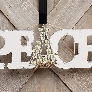 Peace or Merry Shelf Sitter Wood MDF Christmas Farmhouse Decoration ...